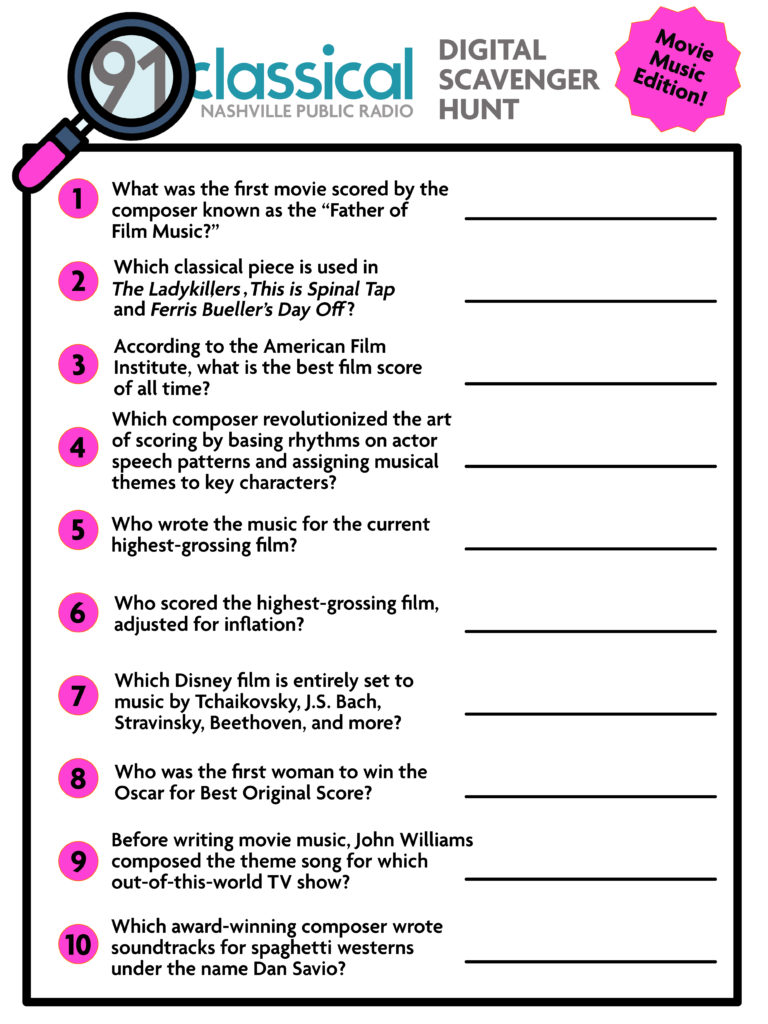 Classical Scavenger Hunt: Movie Music Edition | Nashville Classical Radio